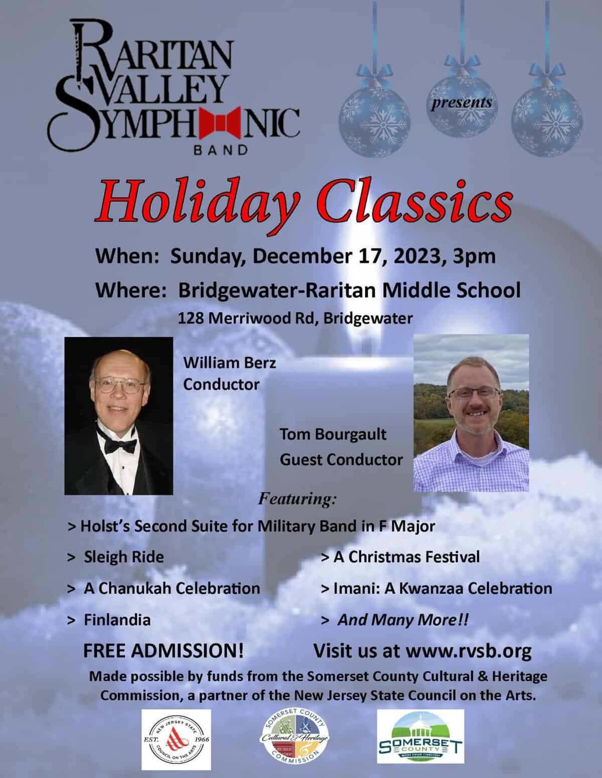 Raritan Valley Symphonic Band “Holiday Classics” Concert William Berz ...